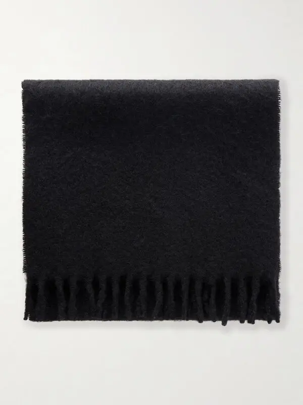 THE ROW Fringed Mohair And Wool-blend Scarf - Black