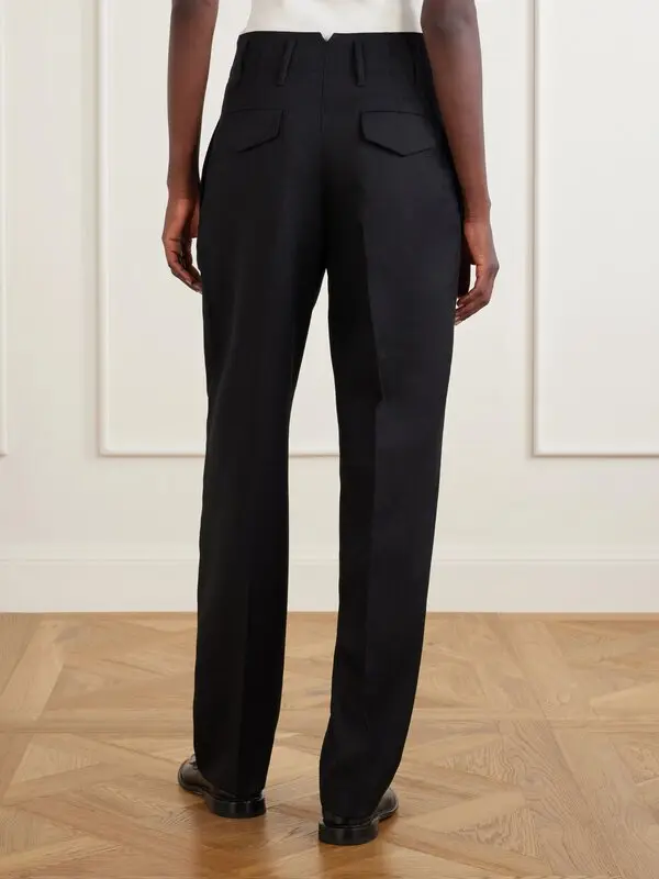 AMI Paris Pleated Wool-gabardine Wide-leg Trousers