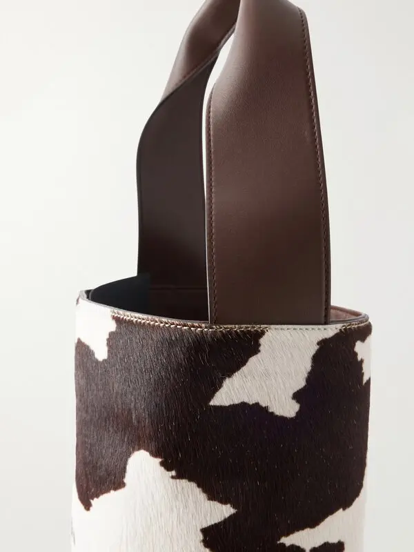 Marni Pod Leather-trimmed Cow-print Calf-hair Tote