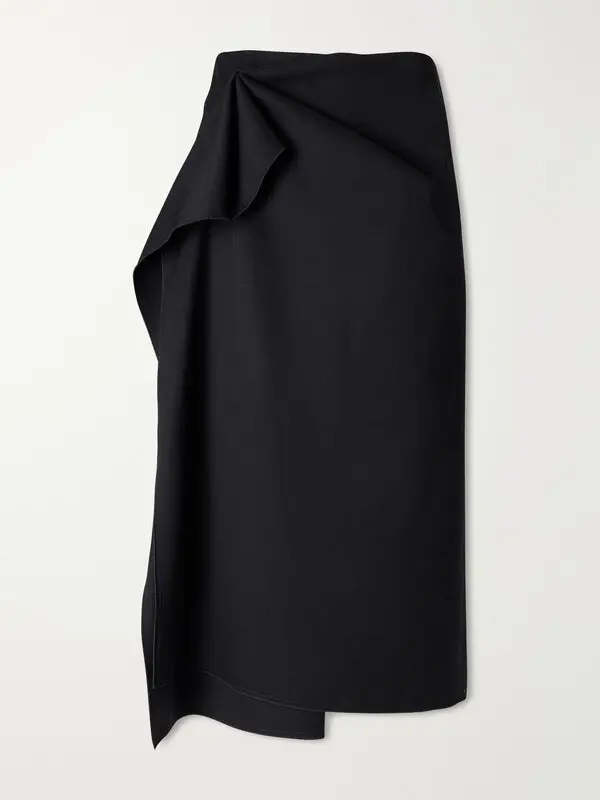LANVIN Asymmetric Wool Midi Skirt