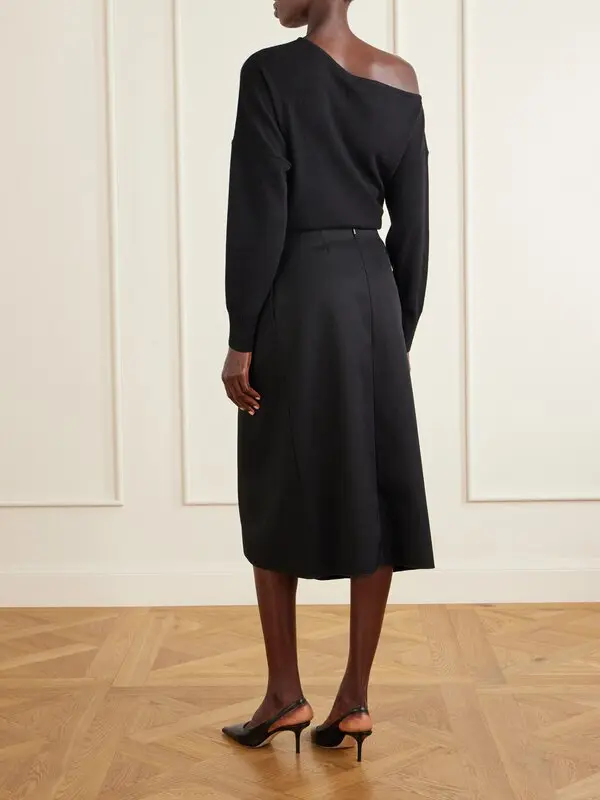 LANVIN Asymmetric Wool Midi Skirt