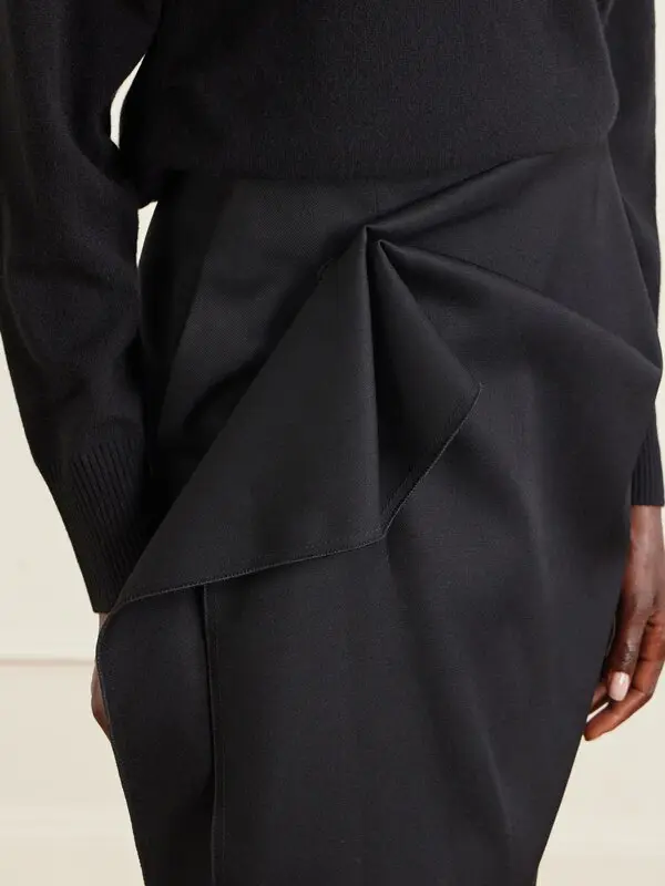 LANVIN Asymmetric Wool Midi Skirt