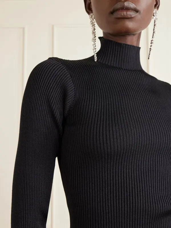 RIER Ribbed Silk Turtleneck Sweater