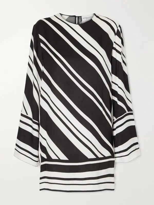 Brandon Maxwell The Leni Striped Twill Mini Dress - Black