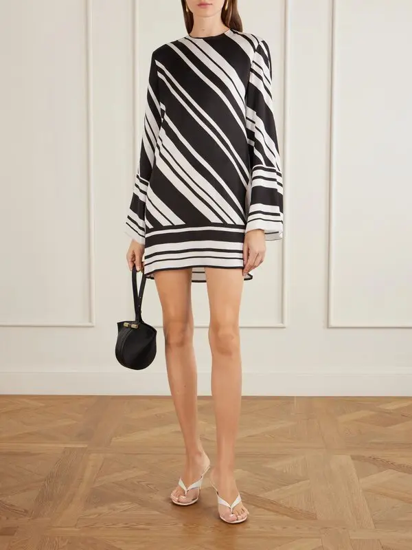 Brandon Maxwell The Leni Striped Twill Mini Dress