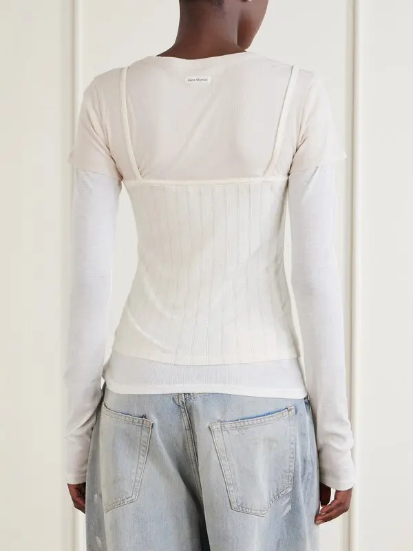 Acne Studios Ersilia Layered Ribbed T-shirt - Neutrals