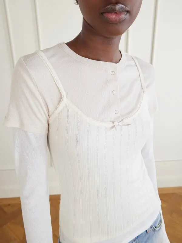 Acne Studios Ersilia Layered Ribbed T-shirt - Neutrals