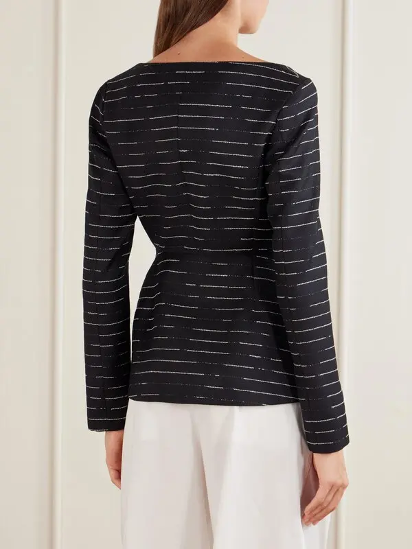 LIBEROWE Charlotte Striped Wool-gabardine Blouse