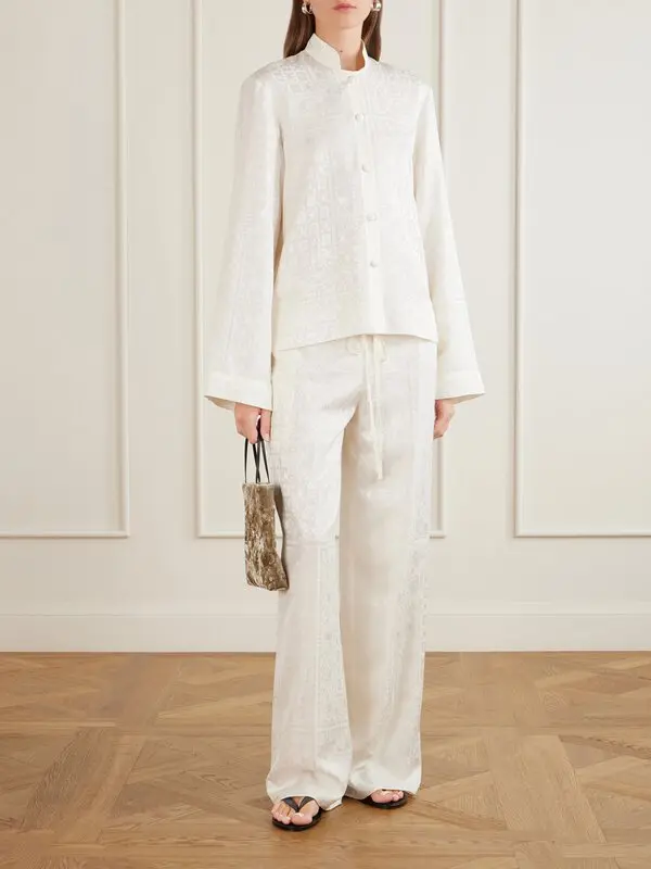 LIBEROWE Silk-jacquard Wide-leg Pants