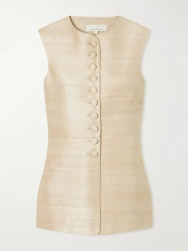 LIBEROWE Vania Silk-blend Dupioni Vest - Gold