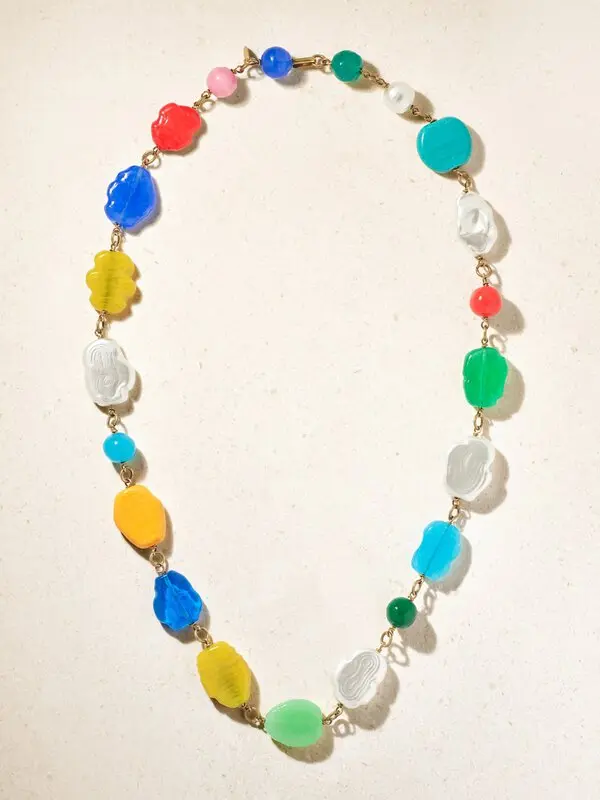 SUSAN CAPLAN Chanel Vintage 1990s Gold-plated, Gripoix Glass And Pearl-effect Beaded Necklace - Multi