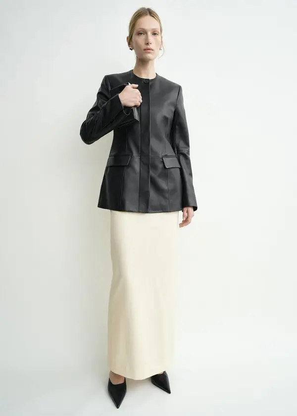 TOTEME Collarless Leather Jacket