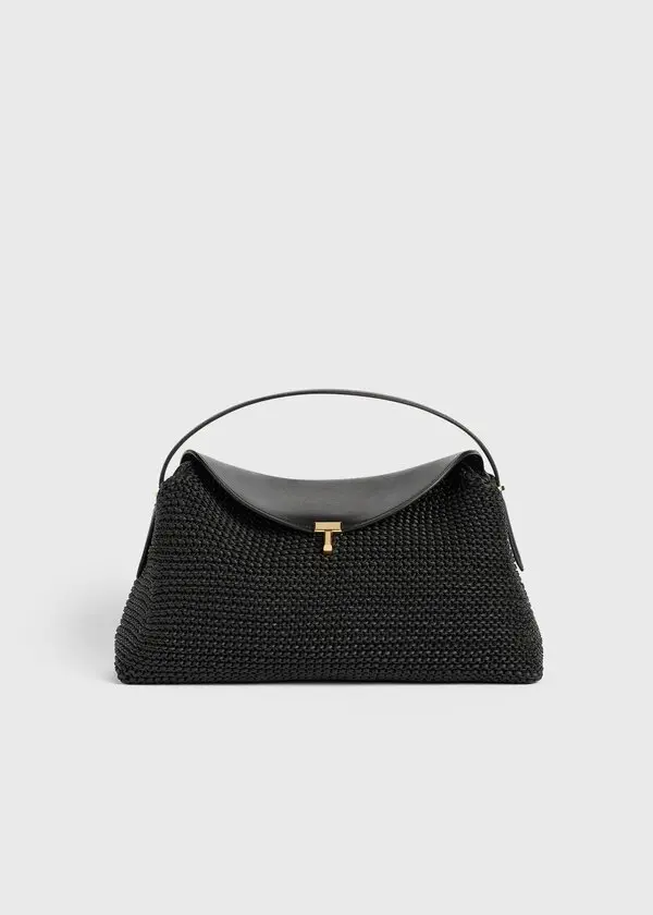 TOTEME T-lock Woven-leather Top Handle - Black