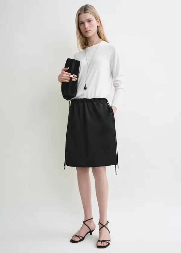 TOTEME Drawstring Satin Mini Skirt