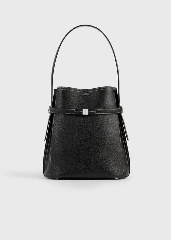 TOTEME Belted Grained-leather Bucket Bag