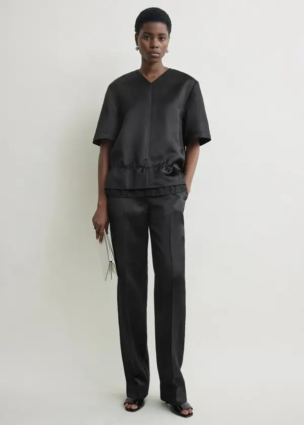 TOTEME V-neck Satin Pullover