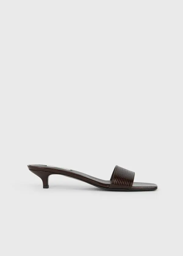 TOTEME Slim Lizard-embossed Bandeau Mules - Brown