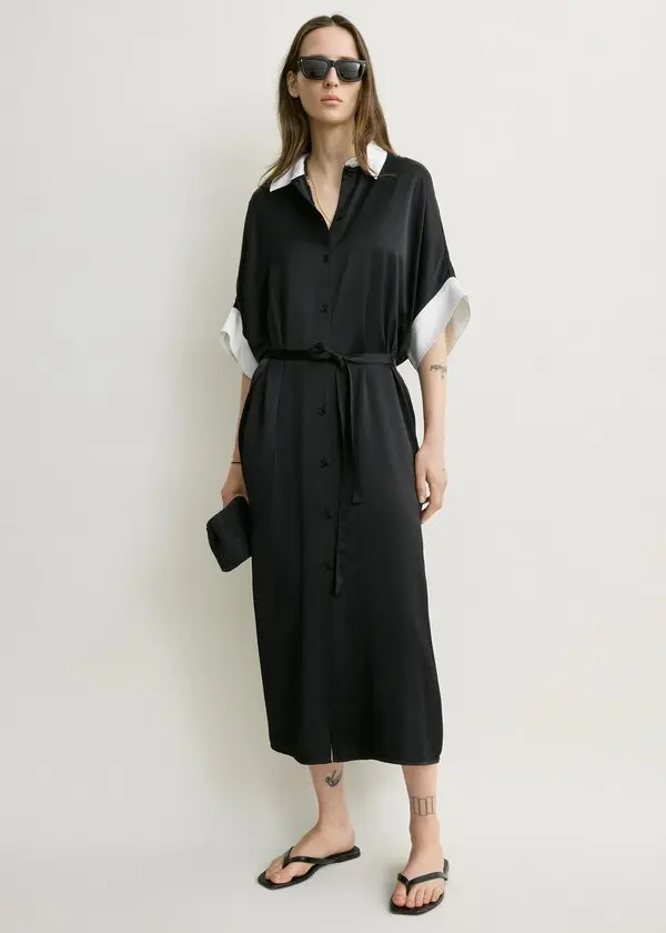 TOTEME Satin Shirtdress - Black