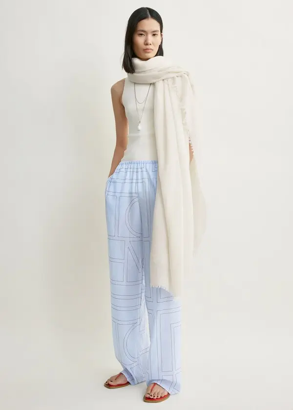 TOTEME Monogram Cotton-blend Pj Bottoms - Sky