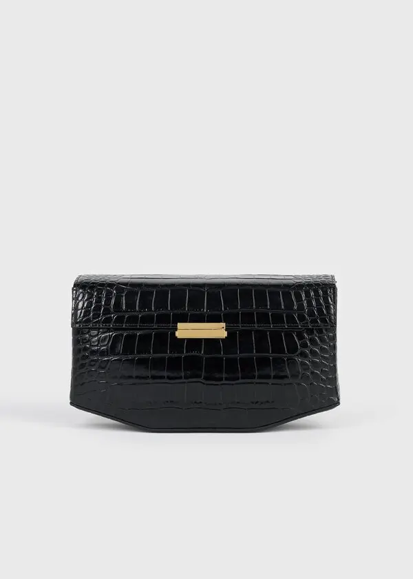 TOTEME Clip Croco-embossed Clutch