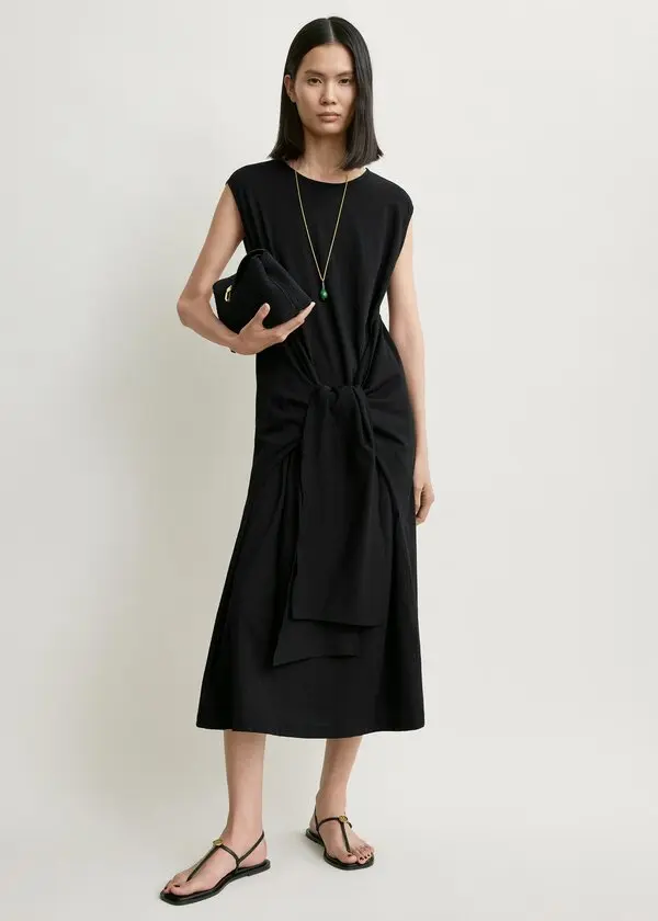 TOTEME Tie-waist Jersey Dress - Black