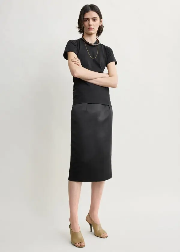 TOTEME Duchess Satin Pencil Skirt - Black