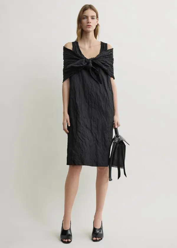 TOTEME Crinkled Cotton Tank Dress - Black