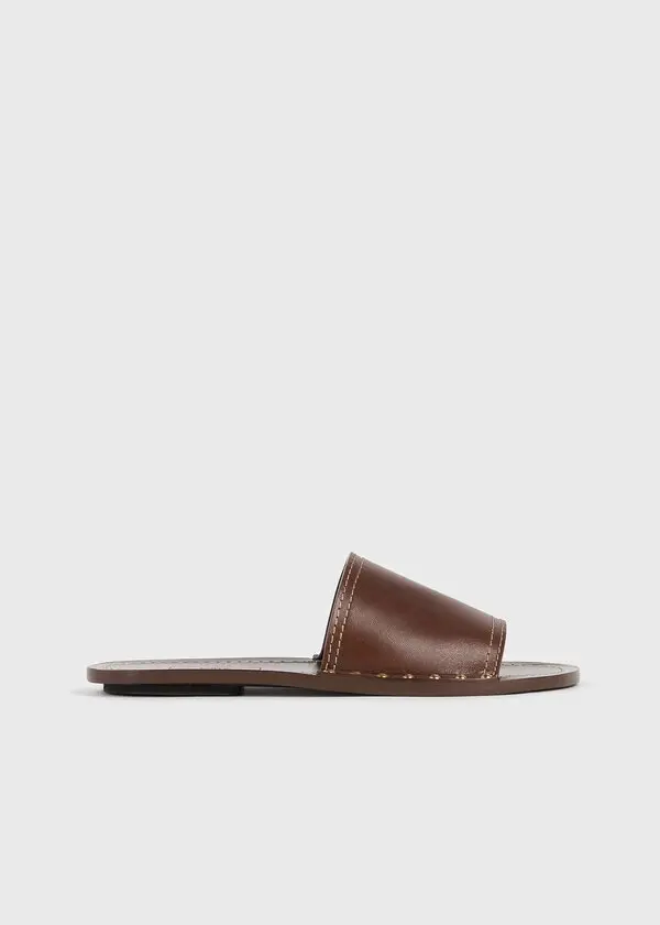 TOTEME Studded Leather Slides - Sienna