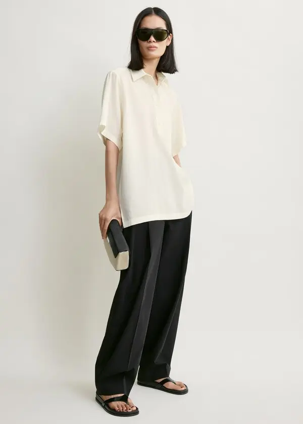 TOTEME Fluid Polo Shirt - Ecru