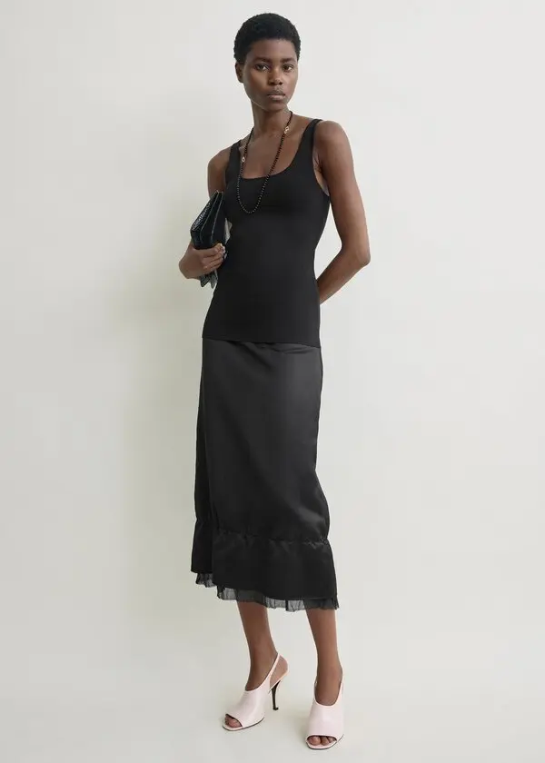 TOTEME Layered Satin Skirt - Black
