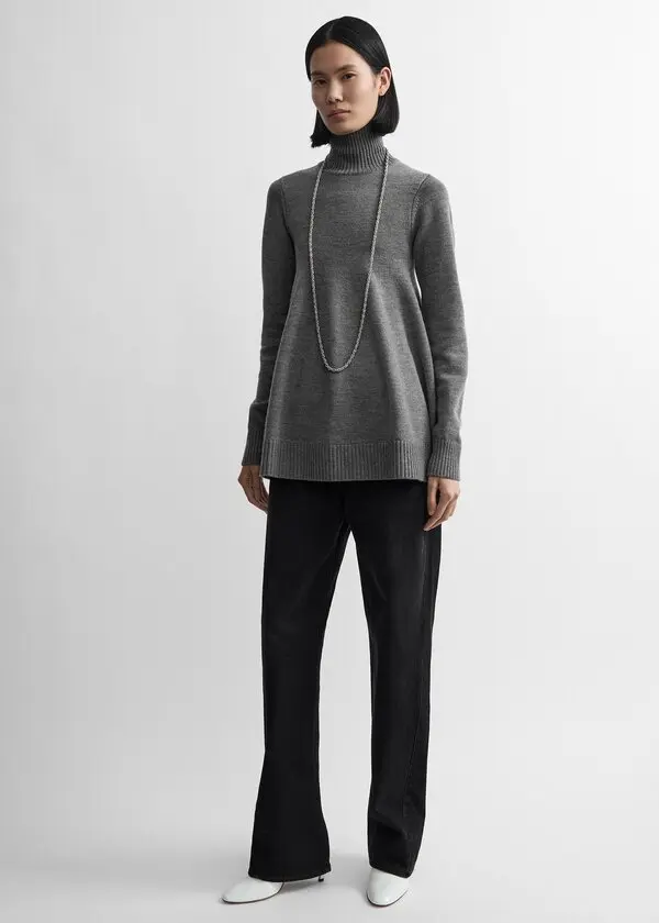 TOTEME Wool Turtleneck Top - Grey Melange