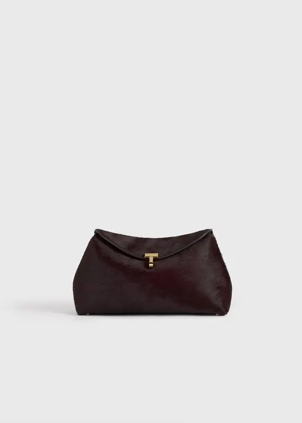 TOTEME T-lock Pony Hair Clutch - Wine