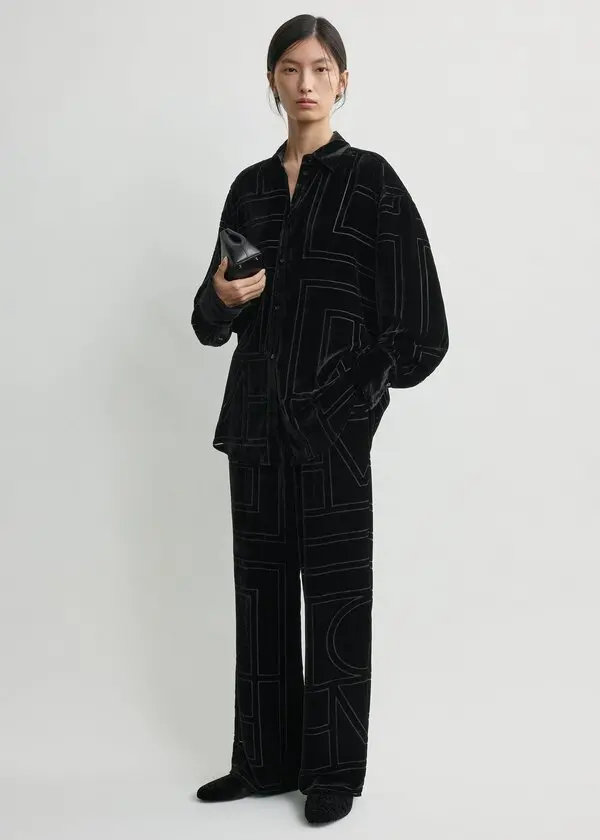 TOTEME Oversized Devoré Shirt - Black