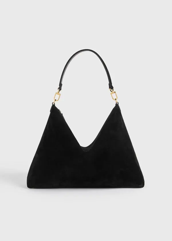 TOTEME Medium Bevel Suede Bag - Black