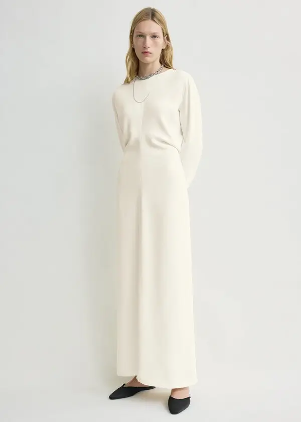 TOTEME Long-sleeve Slouch Waist Dress - Macadamia