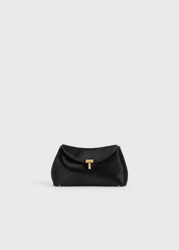 TOTEME Mini T-lock Pony Hair Clutch - Black