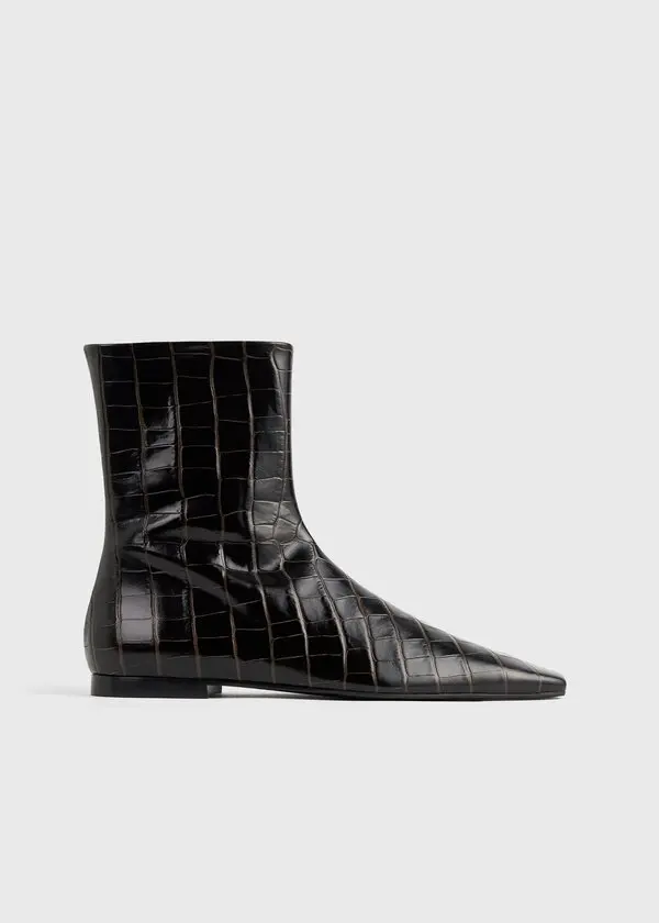TOTEME Zipped Croco-embossed Chelsea Boots - Dark Brown