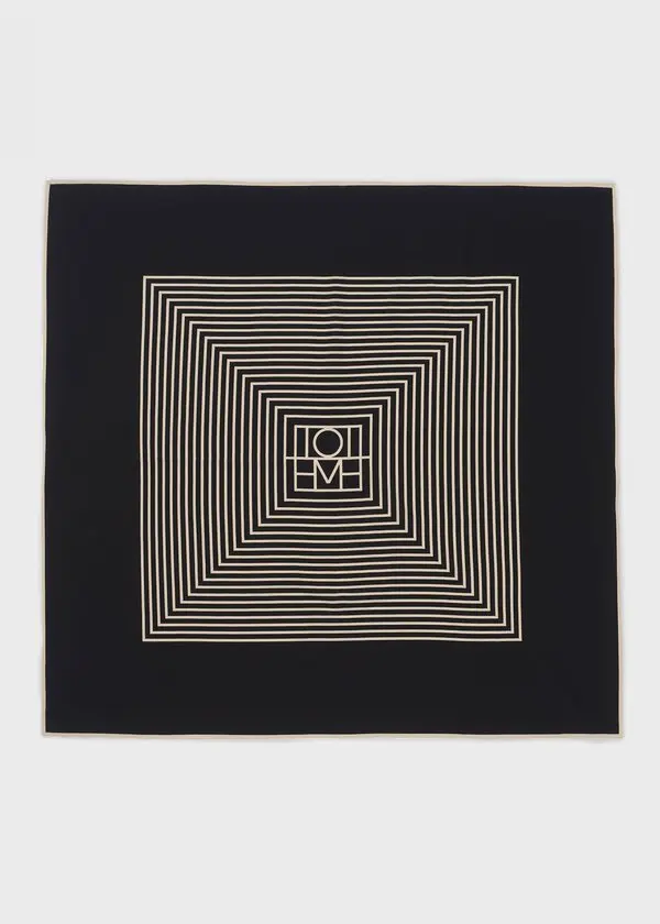 TOTEME Centered Monogram Silk Scarf Black