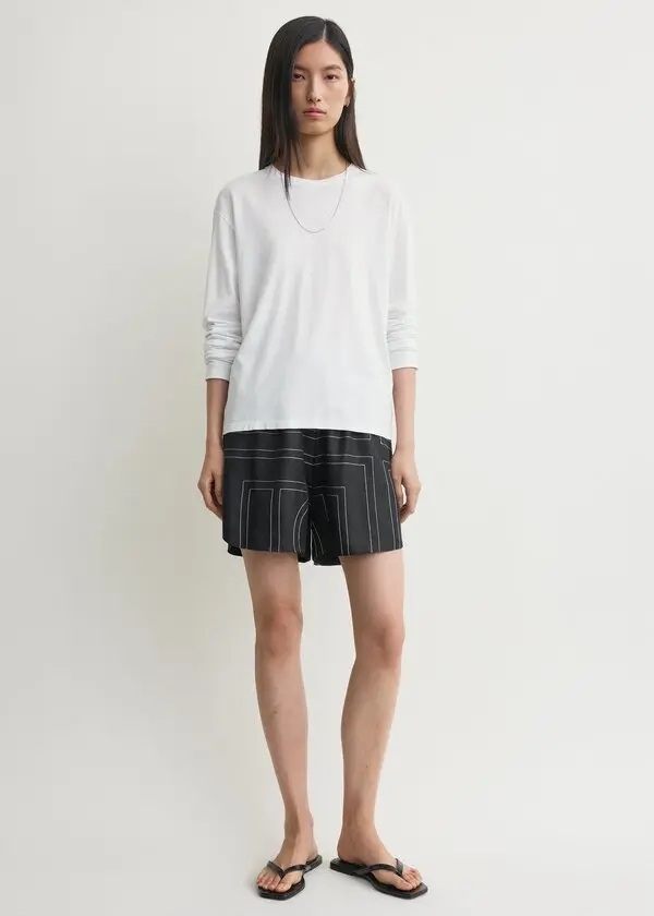 TOTEME Monogram Silk Pj Shorts Black