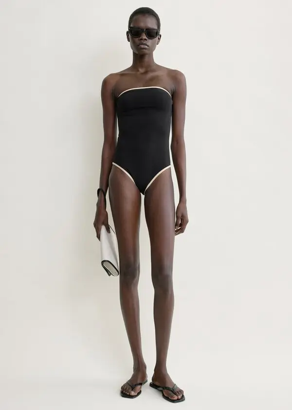 TOTEME Stripe Edge Strapless Swimsuit