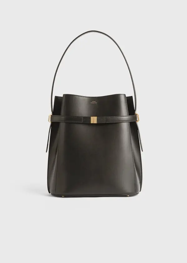TOTEME Belted Leather Bucket Bag - Bark