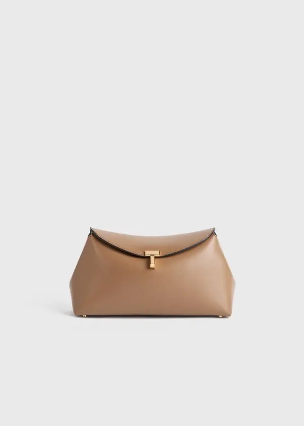 TOTEME T-lock Leather Clutch - Camel