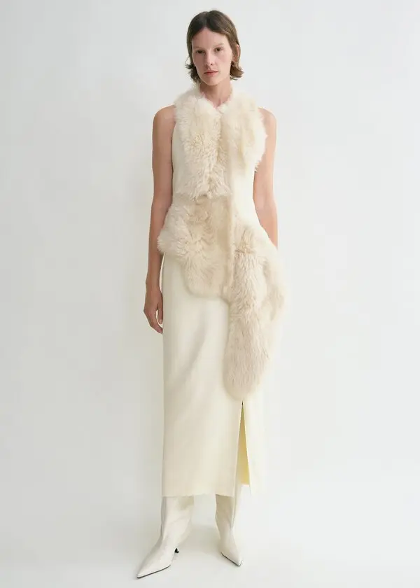 TOTEME Shearling Appliqué Dress - Macadamia