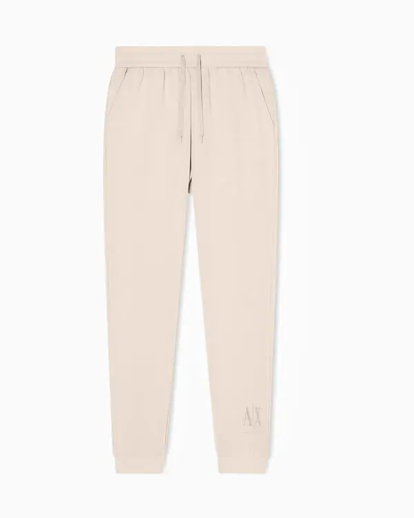 Armani Exchange Joggers In Viscose Stretch Scuba With Ribbed Cuffs Icon - Beige