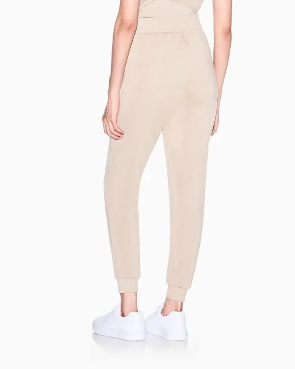 Armani Exchange Joggers In Viscose Stretch Scuba With Ribbed Cuffs Icon - Beige