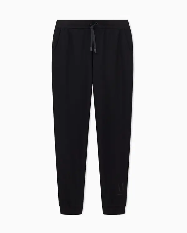 Armani Exchange Joggers In Viscose Stretch Scuba With Ribbed Cuffs Icon - Black