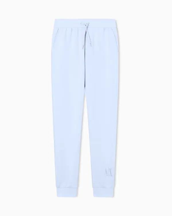 Armani Exchange Joggers In Viscose Stretch Scuba With Ribbed Cuffs Icon - Light Blue