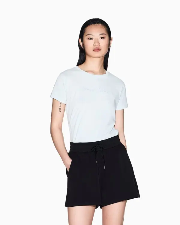 Armani Exchange Scuba Fabric Shorts With Lettering Logo