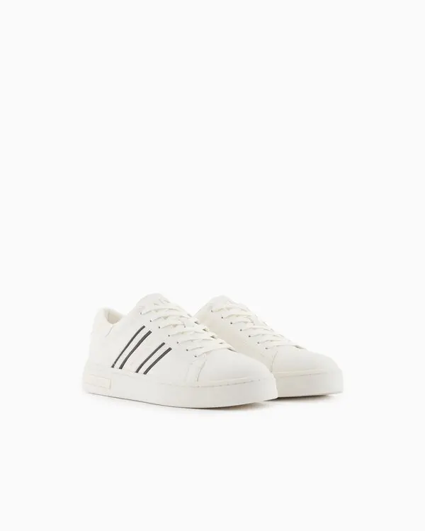 Armani Exchange Sneakers With Webbing And Rubber Sole - Two-tone