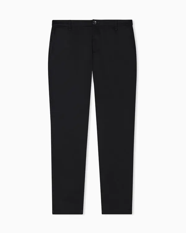 Armani Exchange Straight-leg Chinos In Stretch Cotton Satin Essential - Black